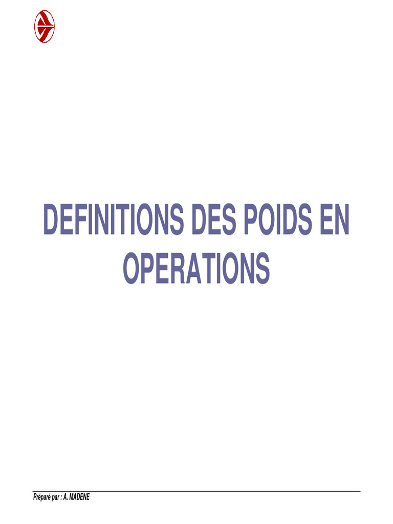 Définitions des Poids en Opérations Aériennes | PDF | Transport | Avion