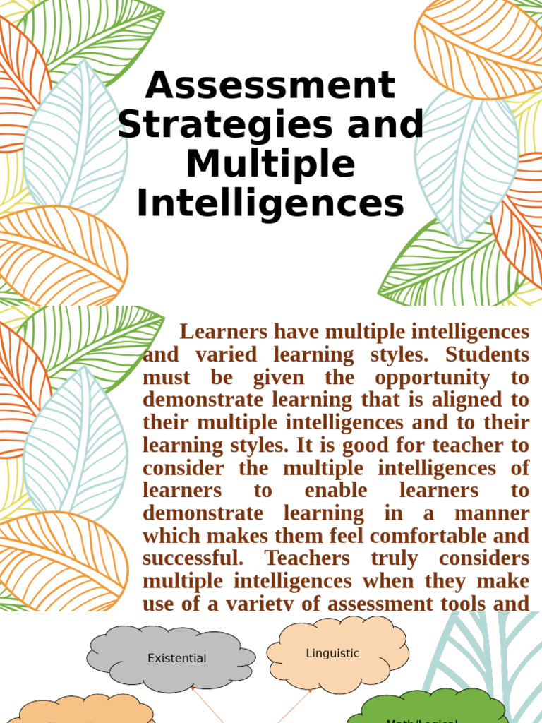 Assessment Strategies and Multiple Intelligences | PDF | Neuroscience | Pedagogy