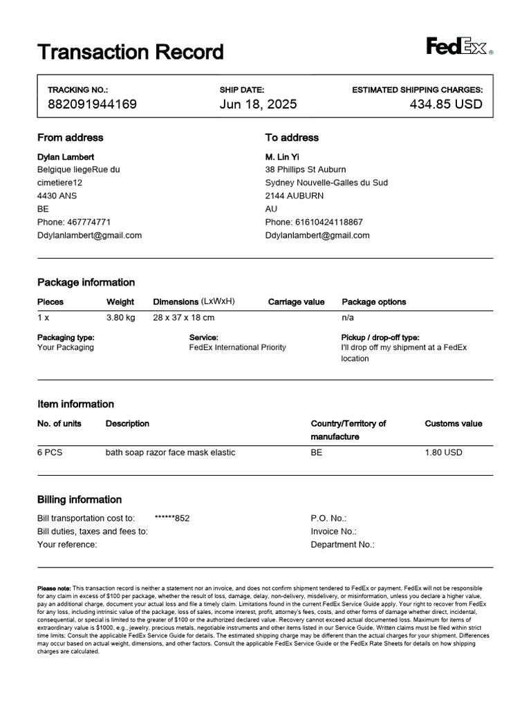 2025 06 17T14!26!56 FedEx Transaction Record Merged | PDF | Invoice | Fee