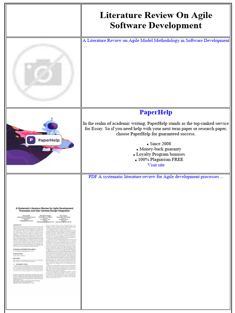 Literature Review On Agile Software Development | PDF | Systematic Review | Essays