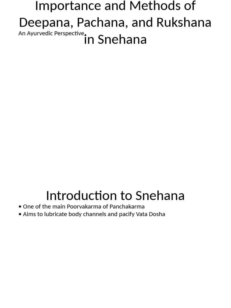 Deepana and Pachana in Snehana | PDF | Ayurveda | Health Care