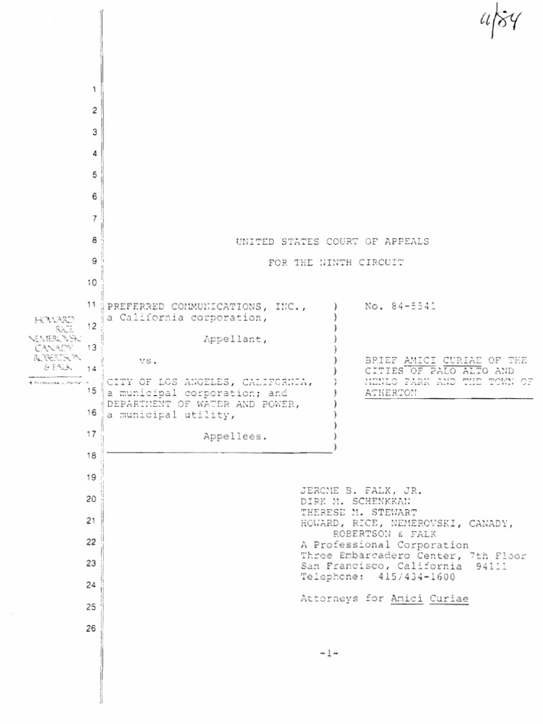 Brief Amici Curiae of The Cities of Palo Alto and Menlo Park and The ...