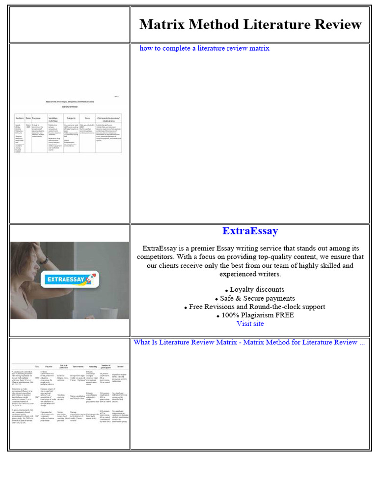 Matrix Method Literature Review | PDF | Systematic Review | Essays