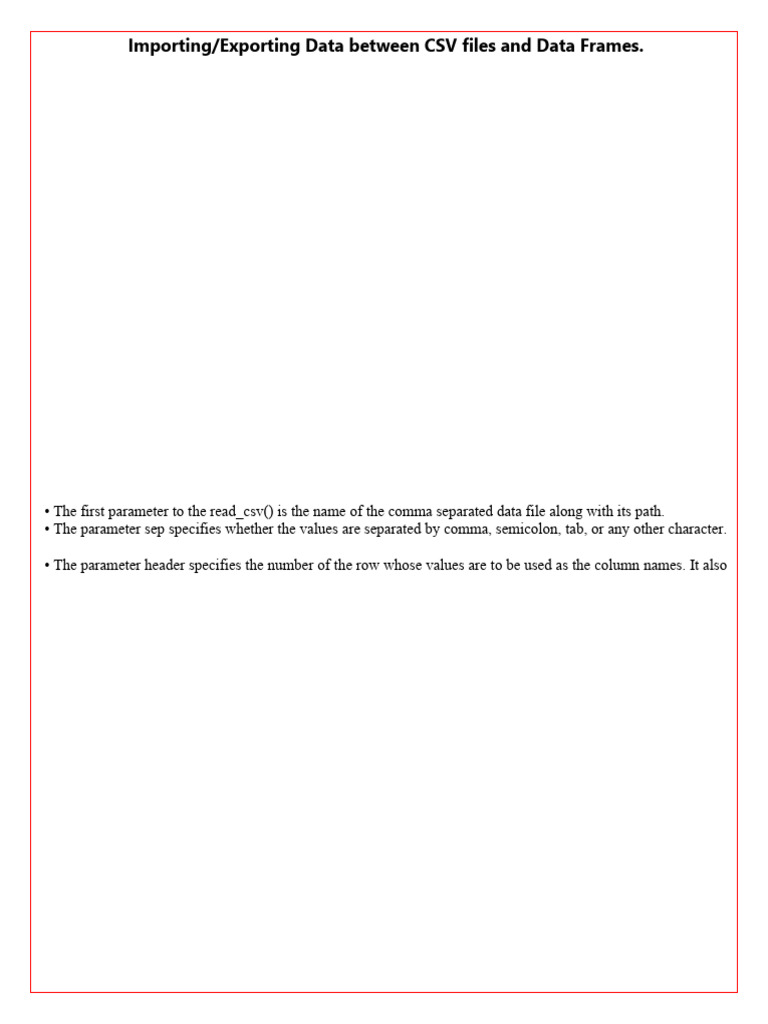 Importing - Exporting Data Between CSV Files and Data Frames | PDF | Comma Separated Values ...