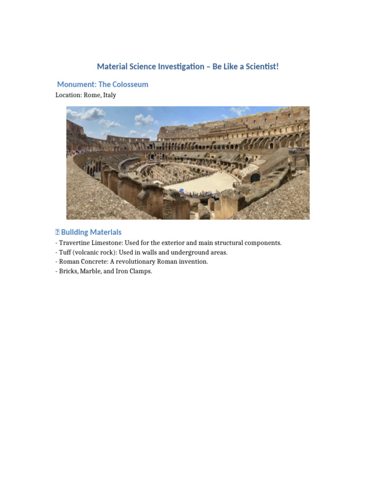 Colosseum Material Science Full Visual | PDF