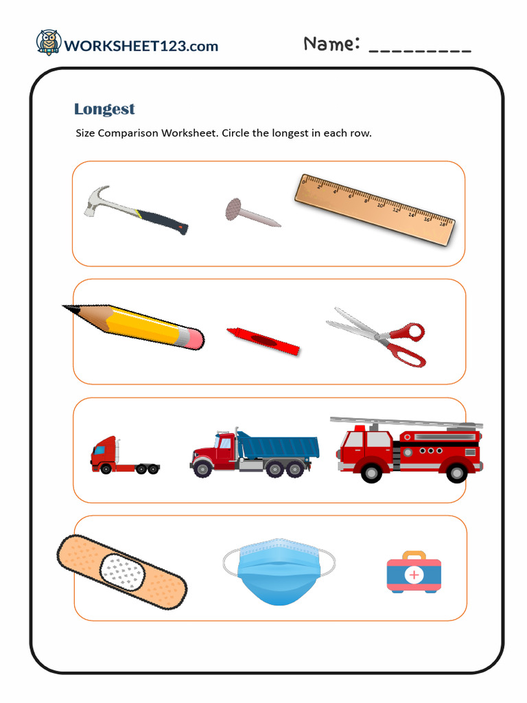 Longest Vs Shortest Worksheet Preschool 5 | PDF