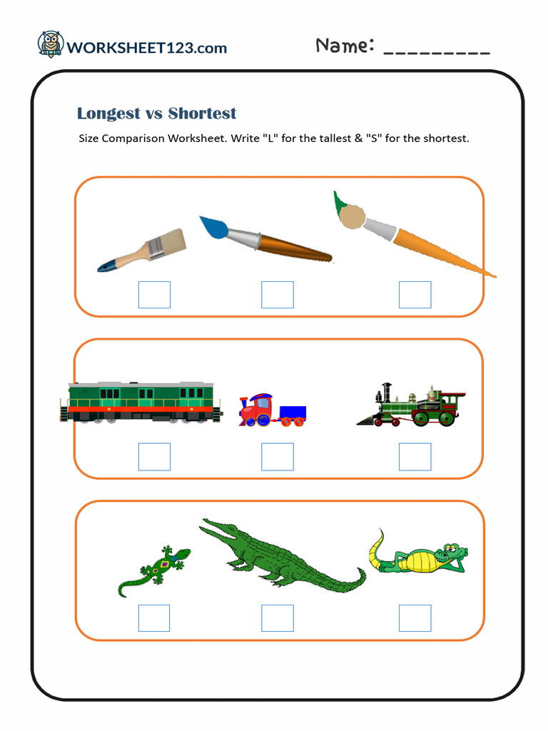 Longest Vs Shortest Worksheet Preschool 3 | PDF