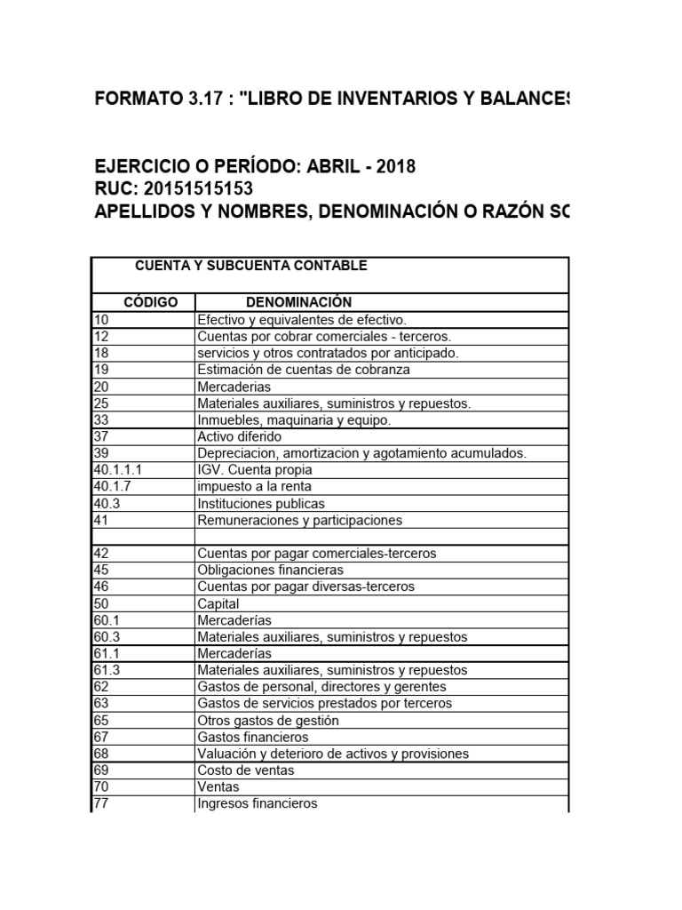 Libro de Inventarios y Balances 2018 | PDF | Economía Financiera ...