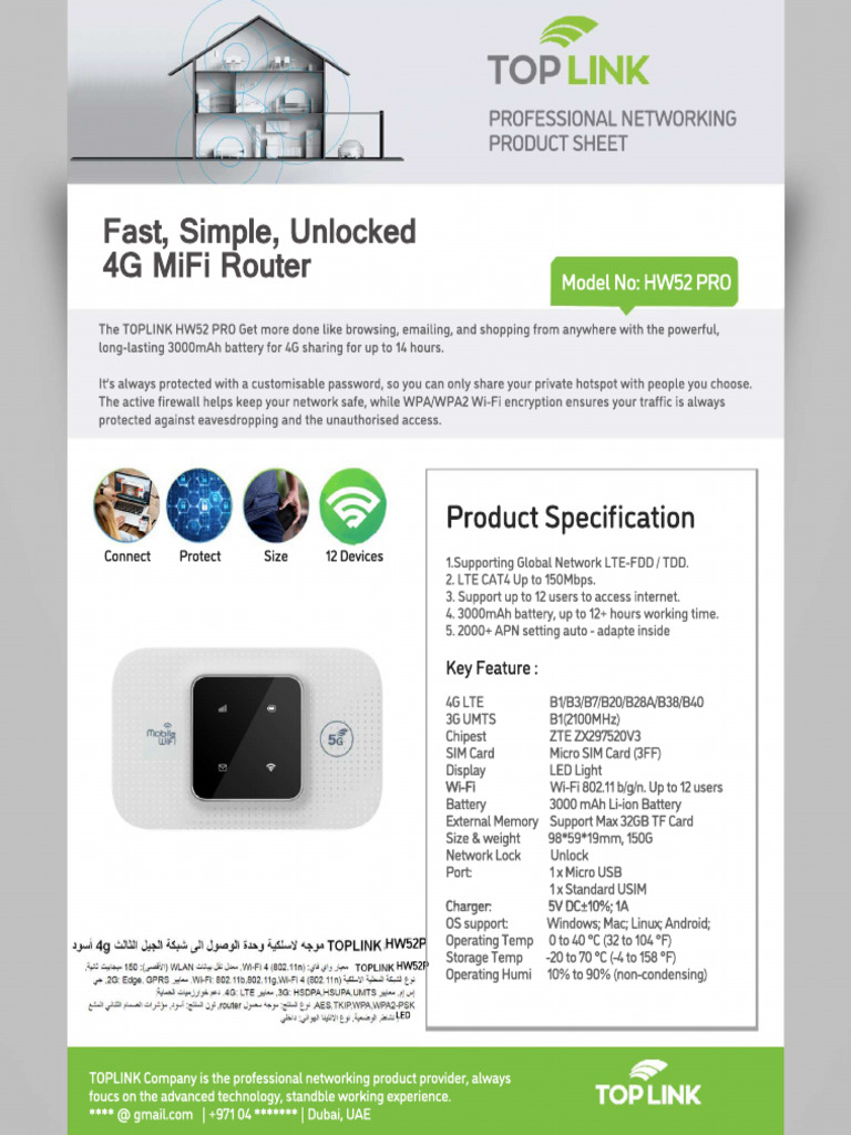 Toplink Hw52 Pro Product Sheet | PDF