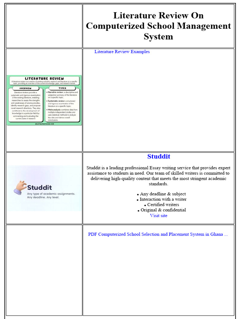 Literature Review On Computerized School Management System | PDF ...