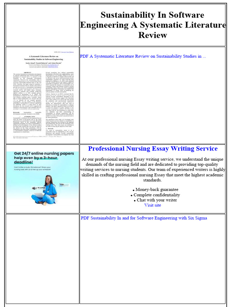 Sustainability in Software Engineering A Systematic Literature Review | PDF | Essays | Thesis