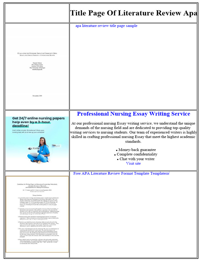 Title Page of Literature Review Apa | PDF | Thesis | Essays