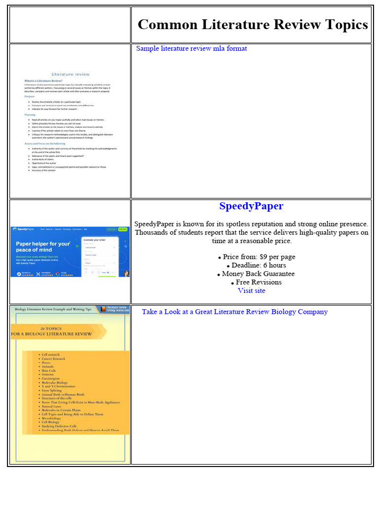 Common Literature Review Topics | PDF