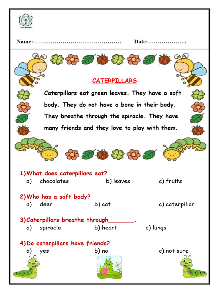 Grade 2 English Reading: Caterpillars | PDF
