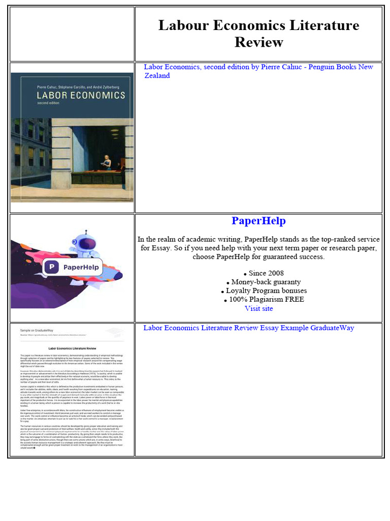 Labour Economics Literature Review | PDF | Psychotherapy | Methodology