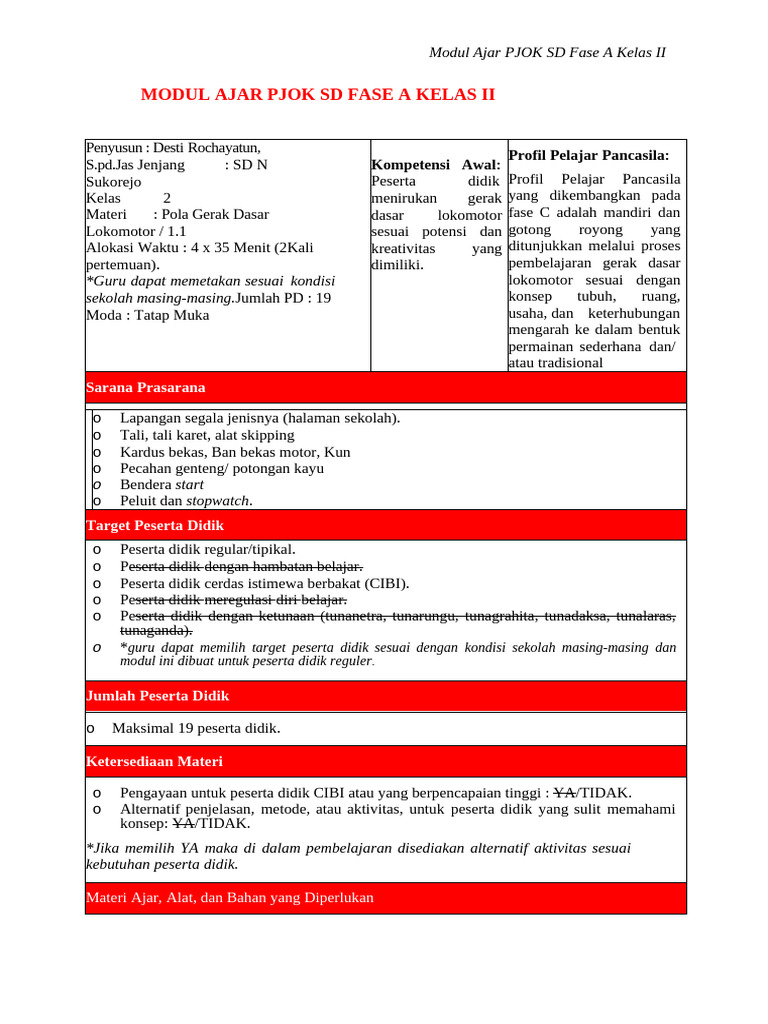 Modul Aja Fase A Kelas 2 | PDF
