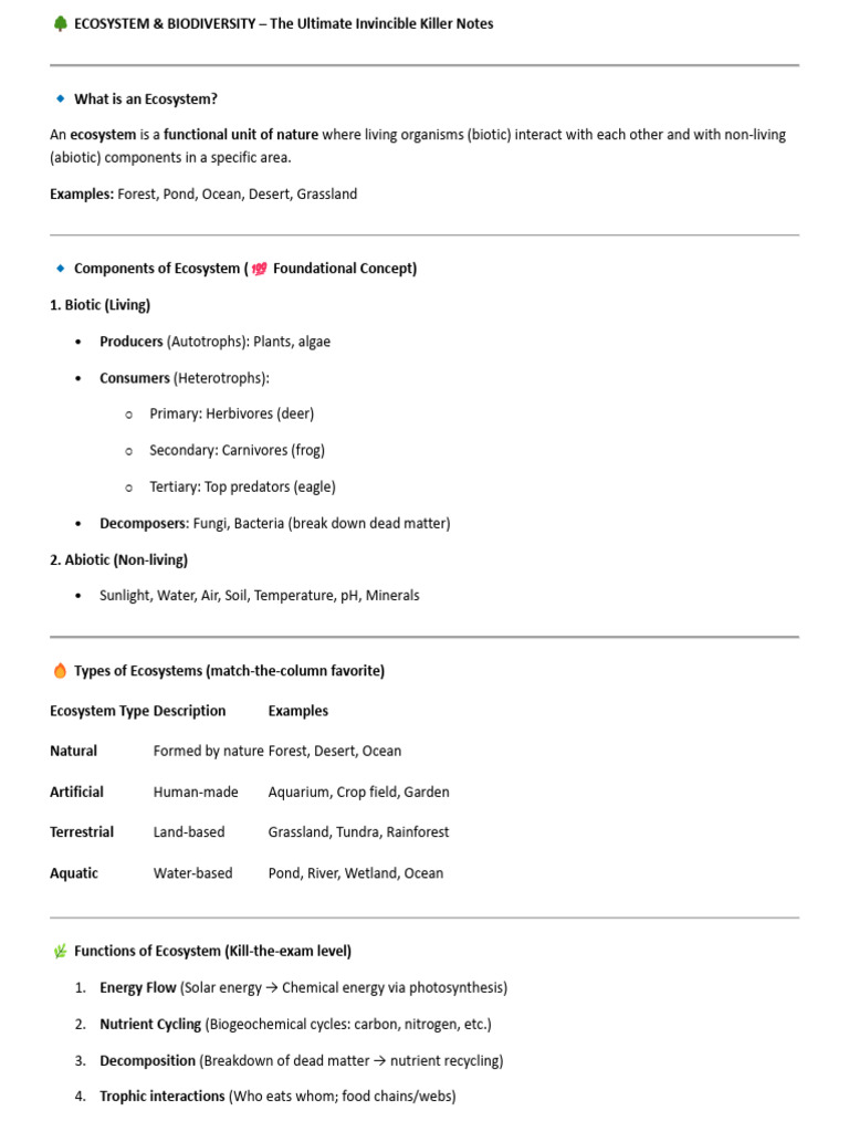 Ecosystems and Biodiversity | PDF | Food Web | Ecosystem