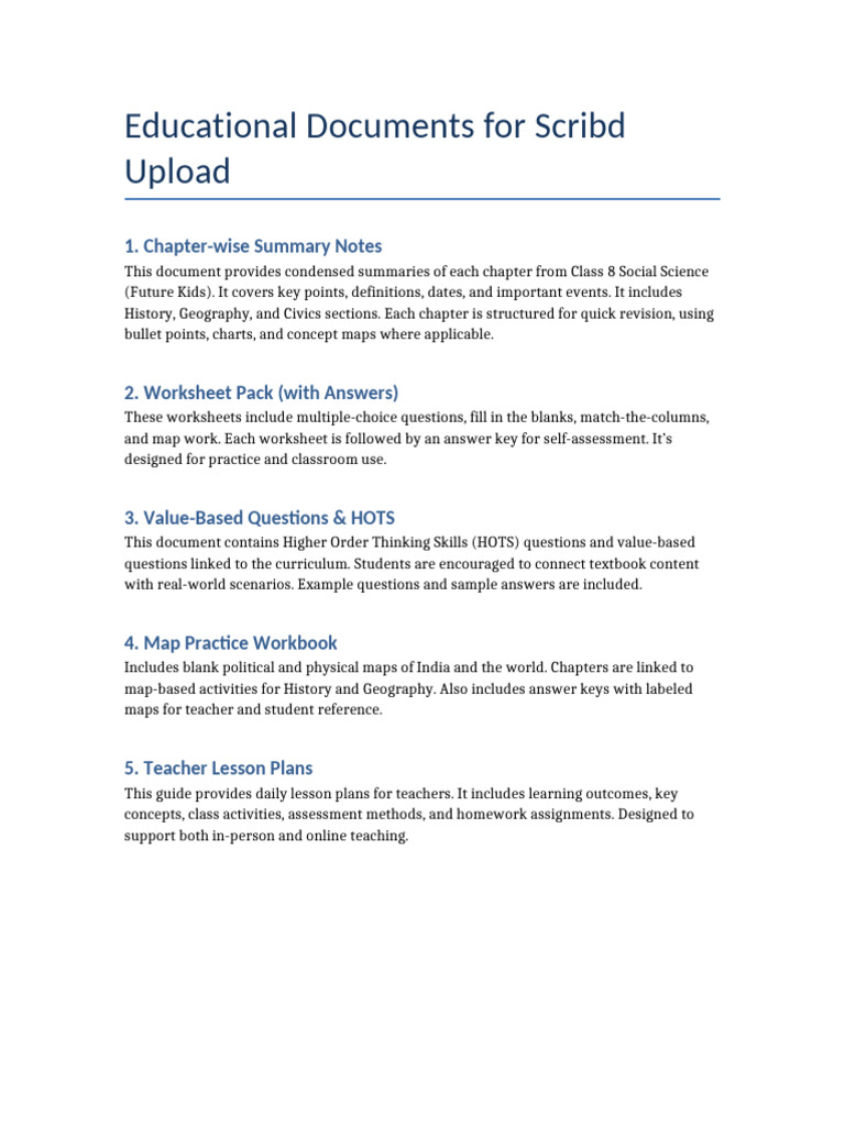 Class 8 Social Science Study Resources | PDF
