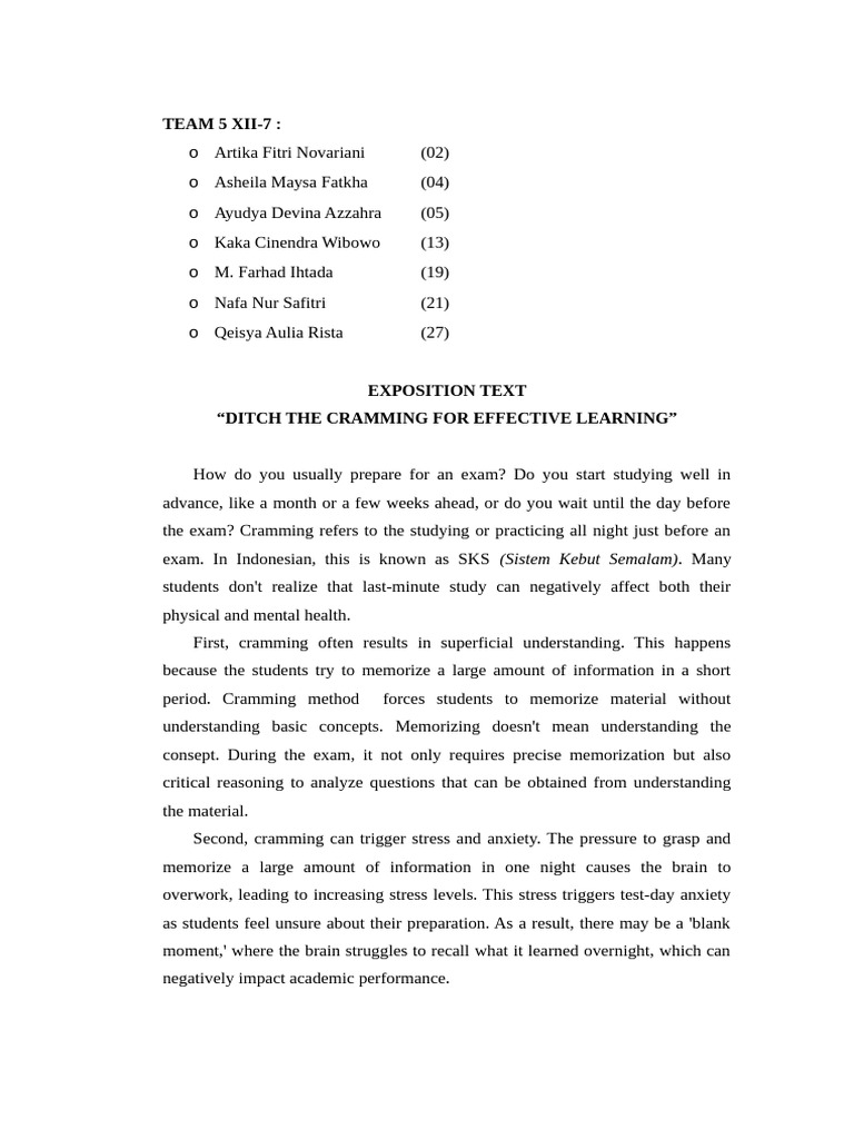 Ditch The Cramming For Effective Learning | PDF | Memory | Professional Skills