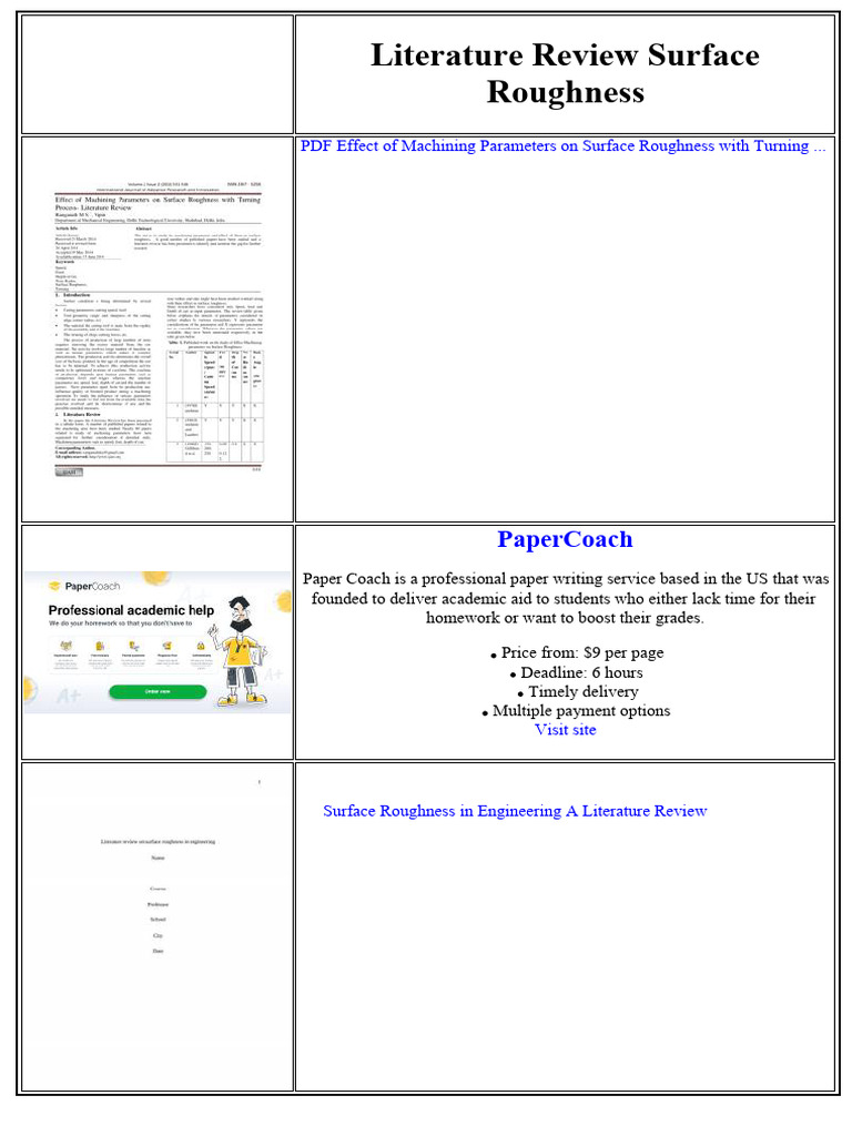 Literature Review Surface Roughness | PDF | Concrete | Essays