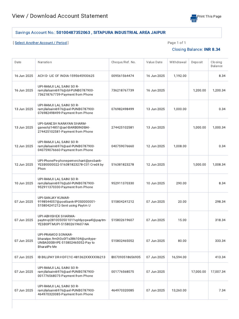 HDFC Account Statement Overview | PDF | Financial Services | Banking