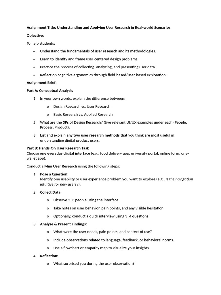 Assignment 1 - User Research | PDF