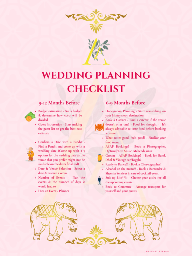 Wedding Planning Checklist & Hospitality | PDF | Wedding | Marriage