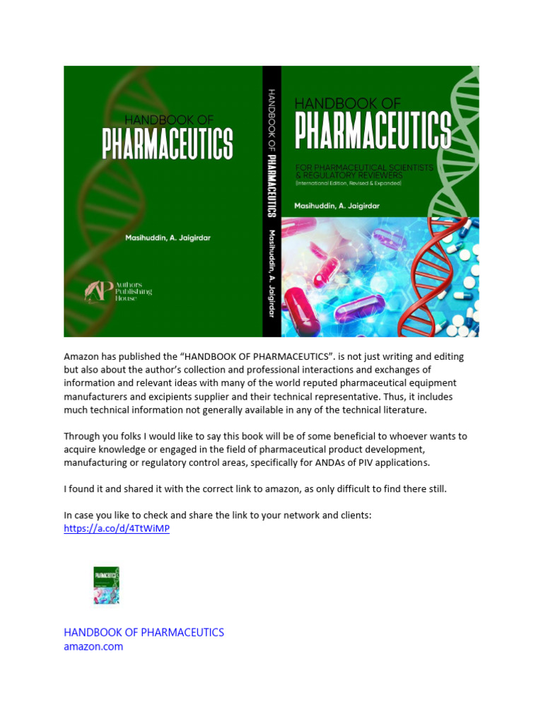 Handbook of Pharmaceutics at Amazon | PDF | Pharmacy | Health Care