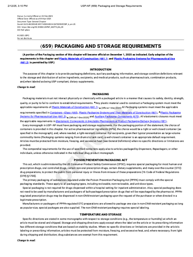 USP Packaging and Storage Guidelines | PDF | Over The Counter Drug ...