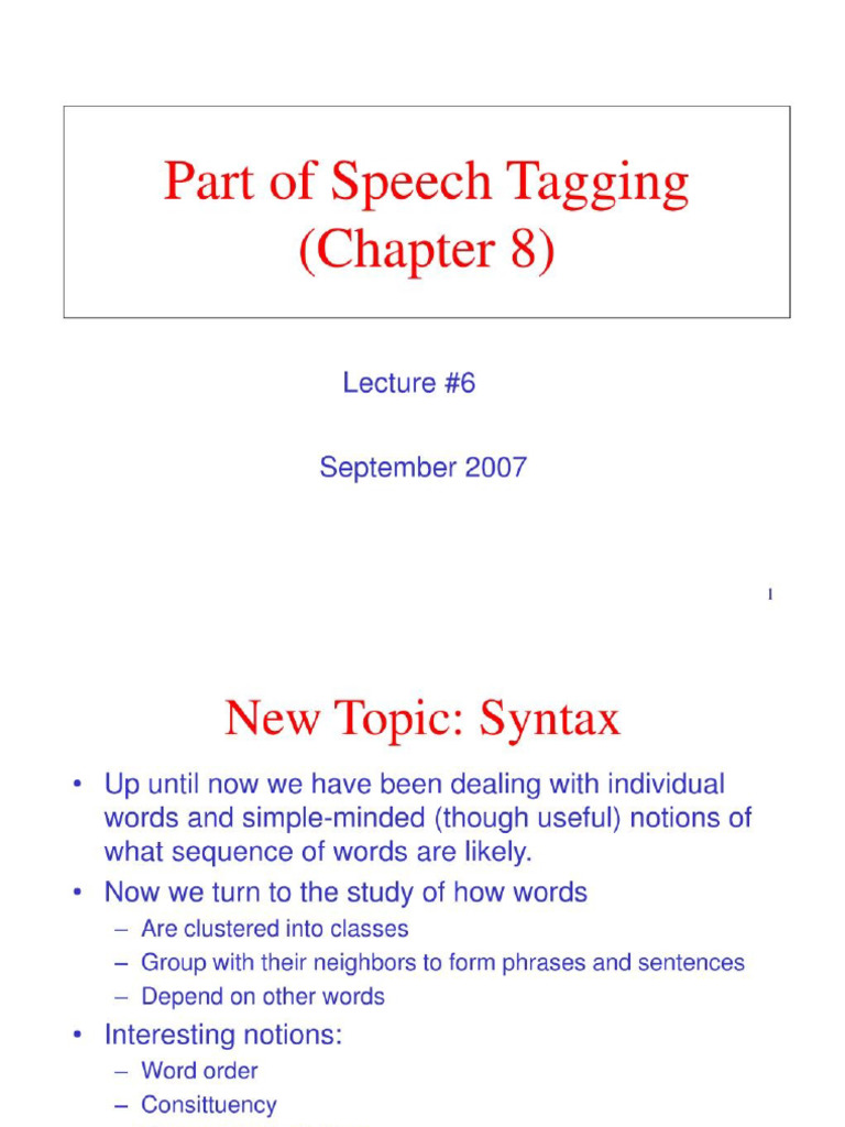 Parts of Speech Tagging | PDF