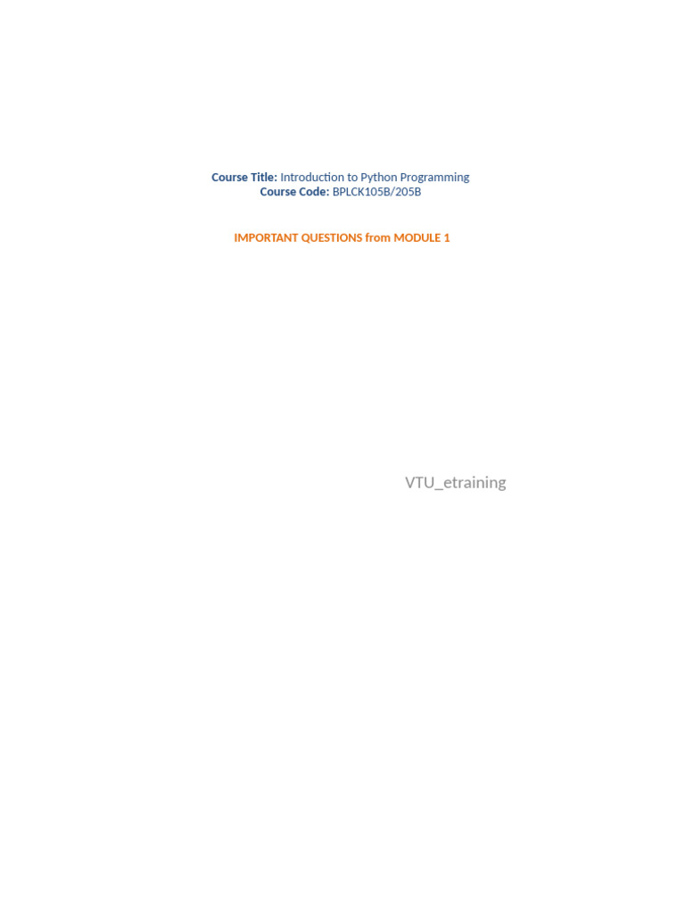 Session8-Imp Questions Module1 | PDF