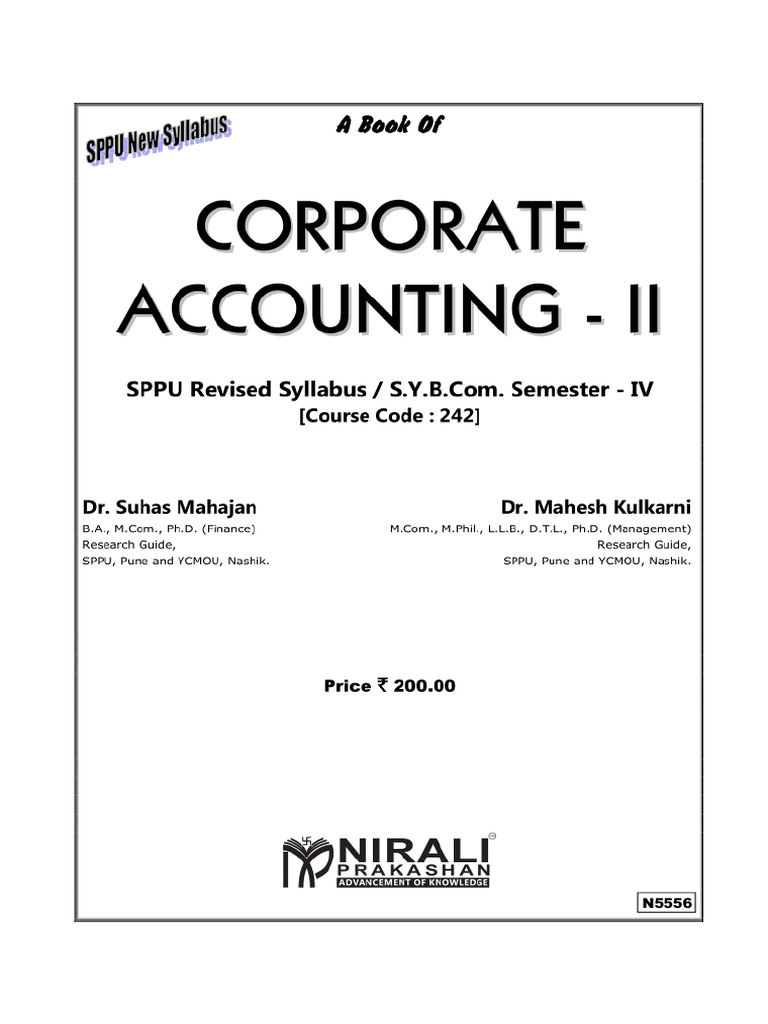Corporate Accounting Sybcom e Books | PDF