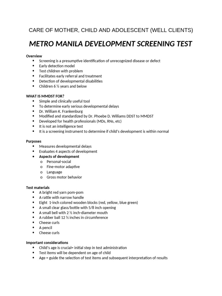 Metro Manila Development Screening Tool | PDF