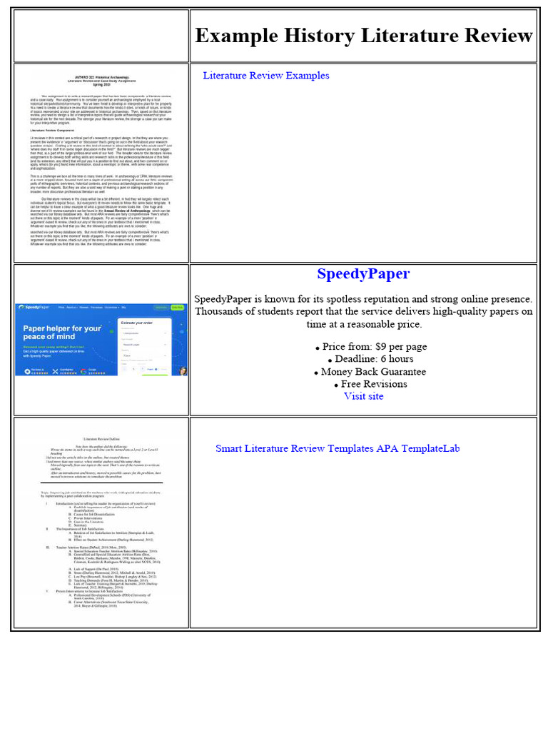 Example History Literature Review | PDF | Essays | Plagiarism