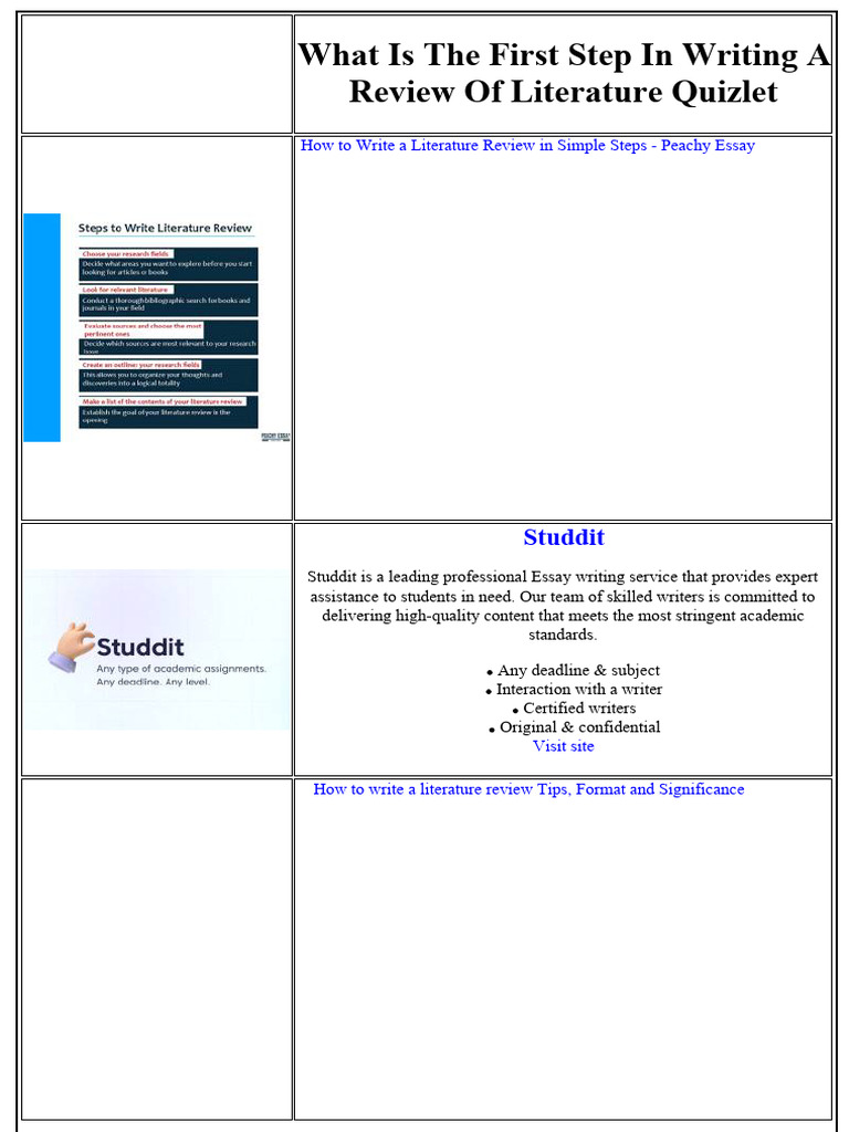 What Is The First Step in Writing A Review of Literature Quizlet | PDF ...
