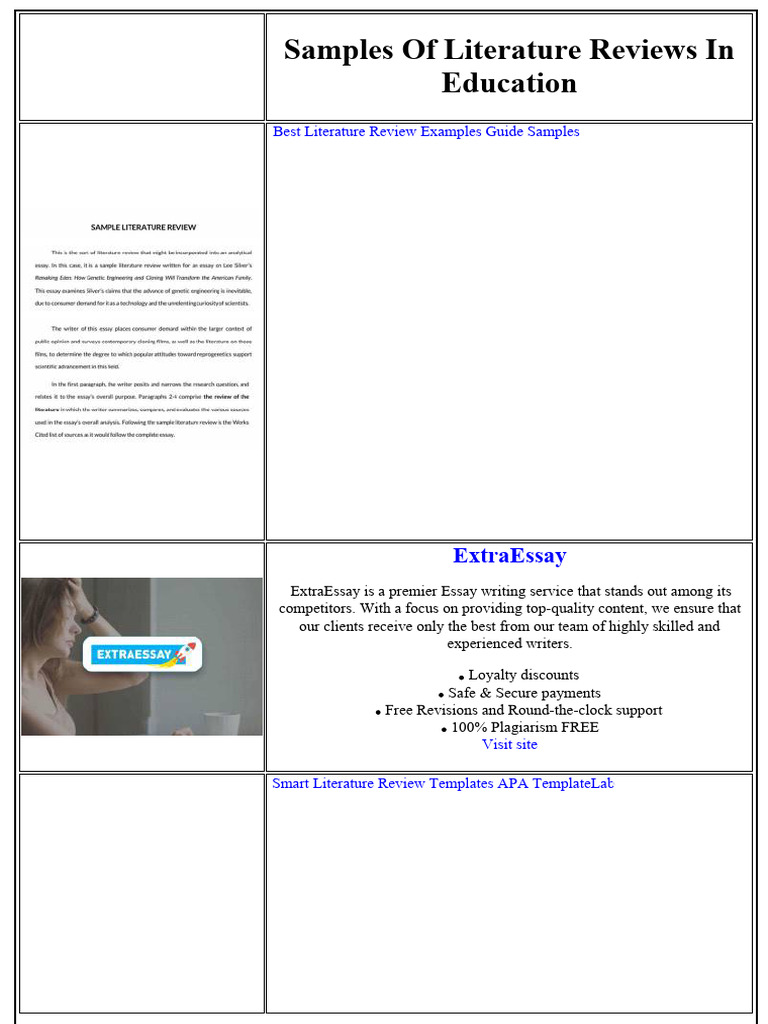 Samples of Literature Reviews in Education | PDF | Unemployment | Essays