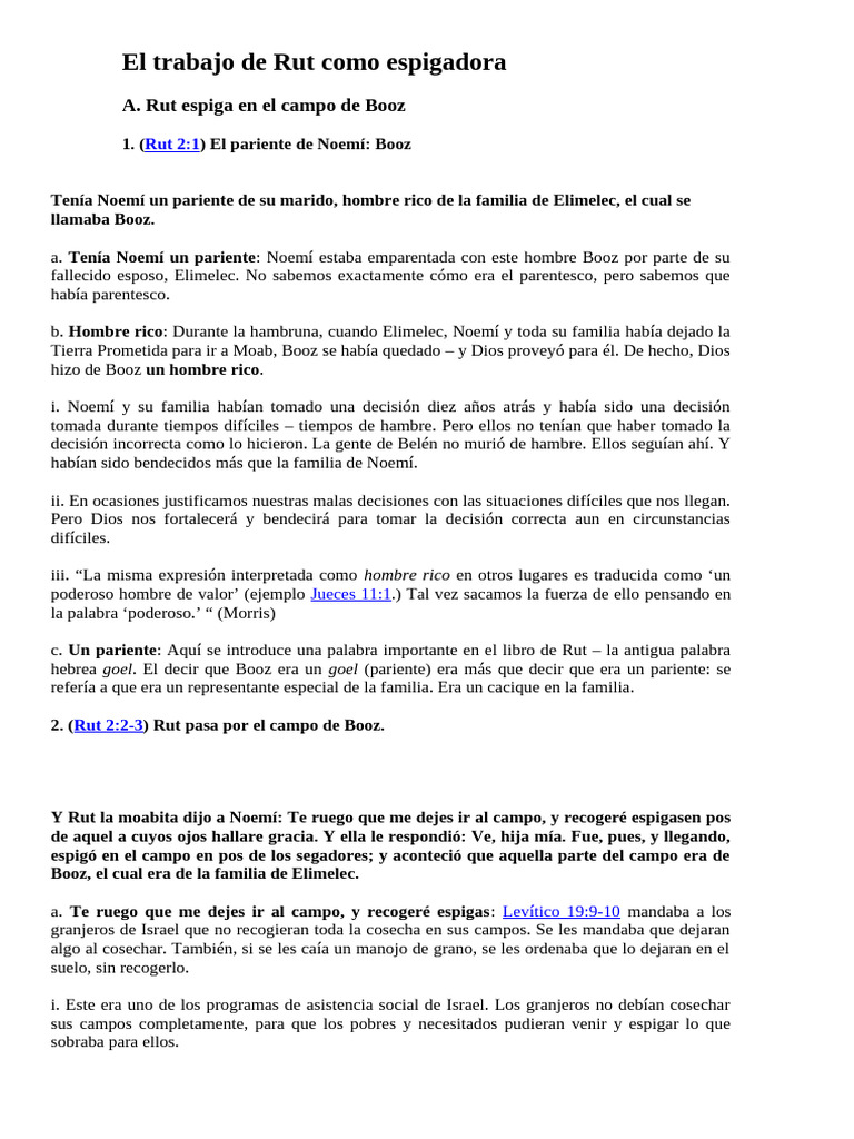 El Trabajo de Rut Como Espigadora | PDF | Libro de rut | Noemí (figura bíblica)