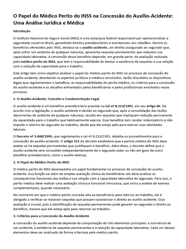 O Papel Do Médico Perito Do INSS Na Concessão Do Auxílio | PDF ...