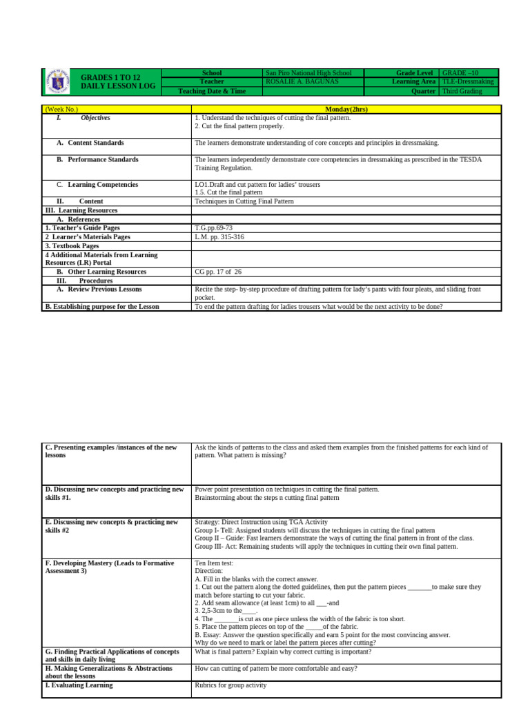 Dressmaking Techniques for Trousers | PDF | Learning | Human Communication