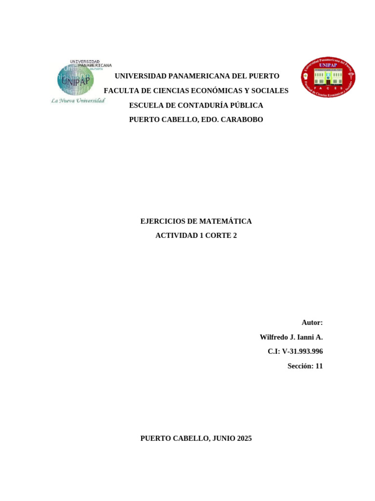 Actividad 1 Corte 2 Matematica II | PDF | Matemáticas | Análisis matemático