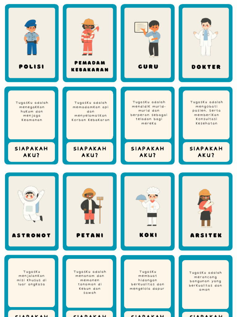 Blue and Cream Modern Illustrative Flashcard Profession.pdf | PDF