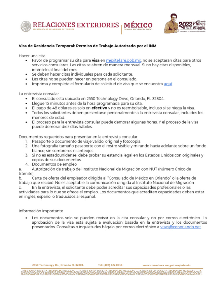 Visa Residente Temporal Oferta de Empleo Esp | PDF