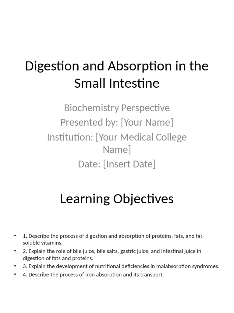 Biochem Detailed Digestion Presentation | PDF | Digestion | Bile