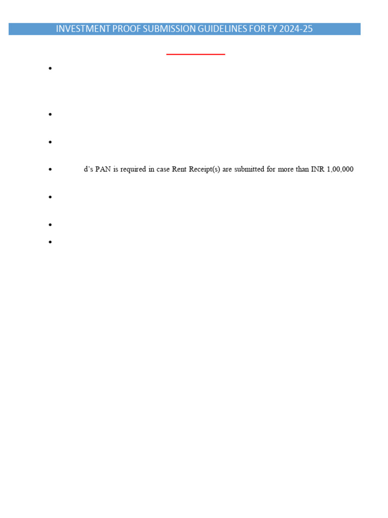 Guidelines For Investment Proof Submission | PDF | Taxes | Insurance