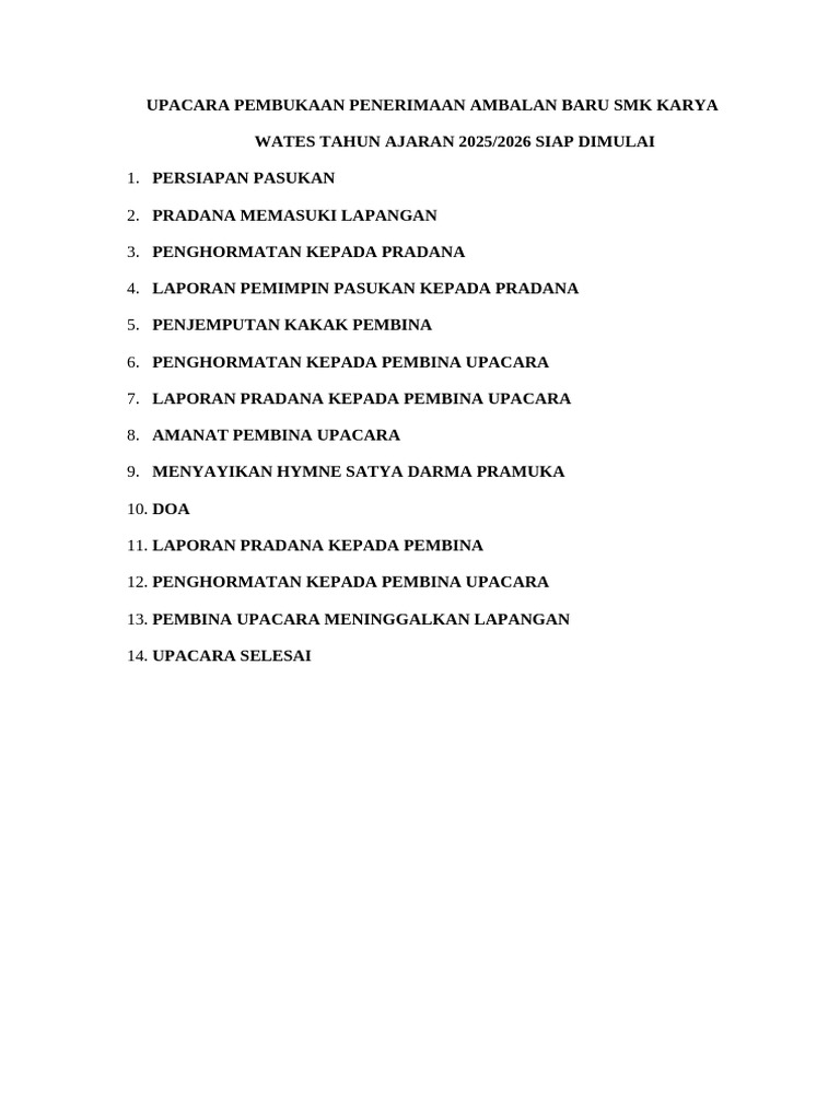 Upacara Pembukaan | PDF