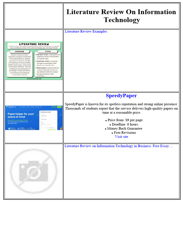 Literature Review On Information Technology | PDF | Essays | Thesis