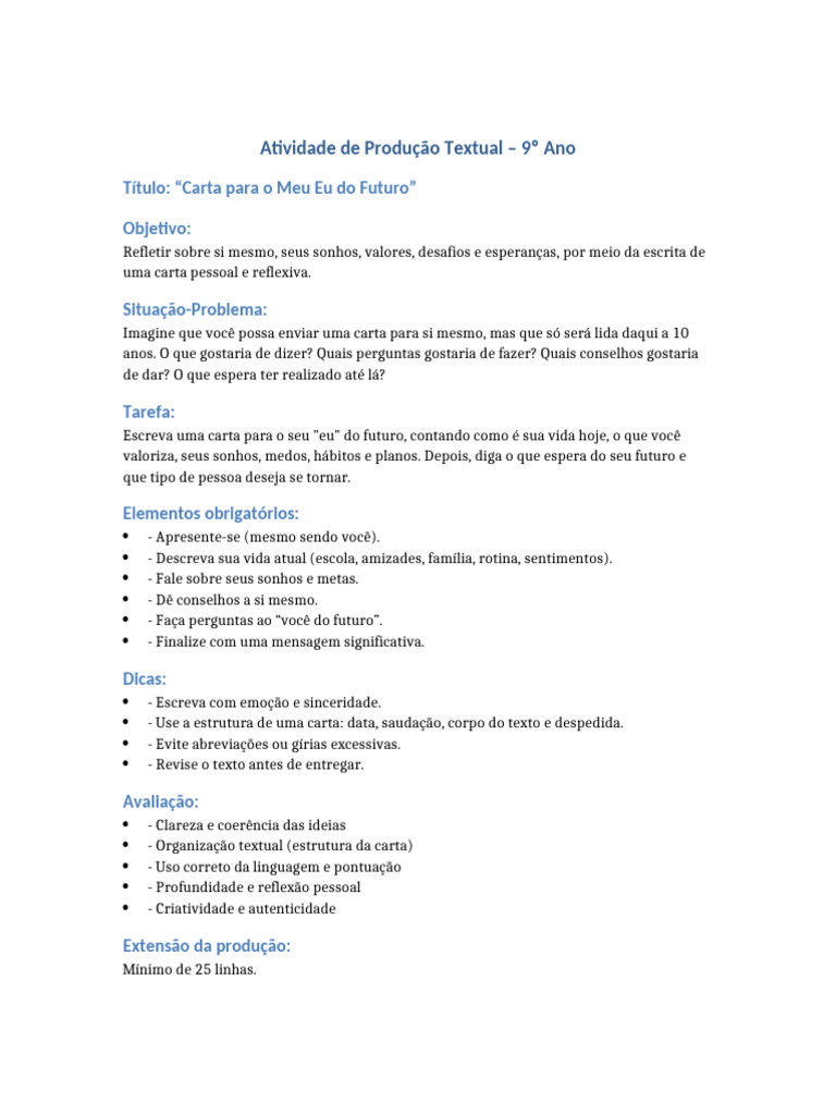 Carta Reflexiva para o Futuro | PDF
