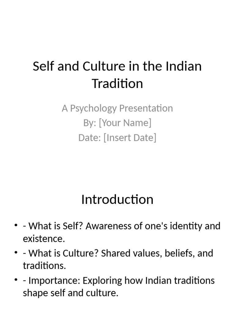 Indian Tradition: Self and Culture Insights | PDF