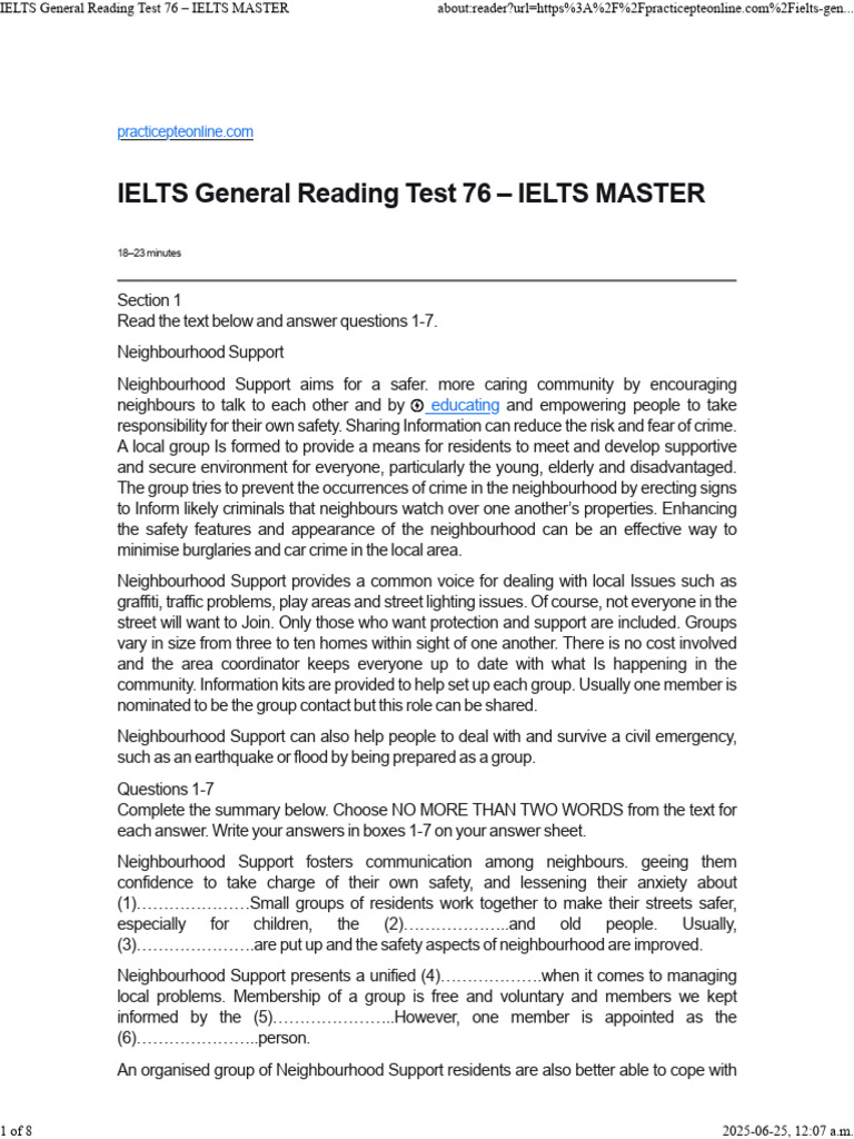 IELTS General Reading Test 76 Guide | PDF | Deception | Lie