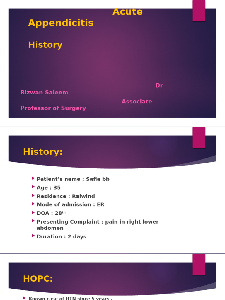 Acute Appendicitis Case Study | PDF | Symptoms And Signs | Diseases And ...